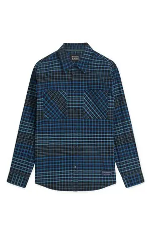 Scotch & Soda Relaxed Fit Checked Flannel Shirt - Meteorite Check