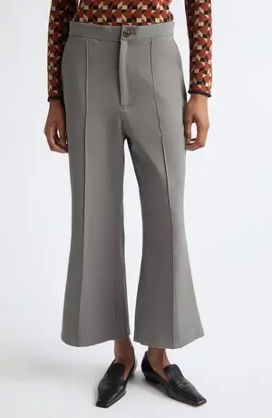 ZANKOV Pintuck Crop Flare Pants - Grey