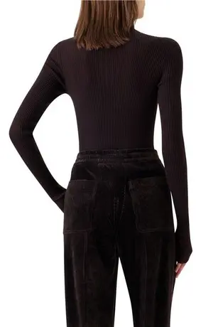 Akris Cashmere & Silk Rib Funnel Neck Sweater