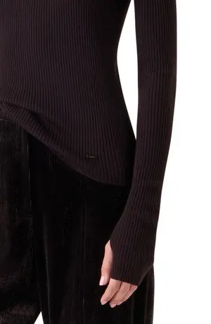 Akris Cashmere & Silk Rib Funnel Neck Sweater