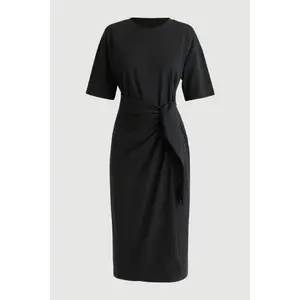 Modern Citizen Noa Organic Cotton Wrap Midi Dress - Black