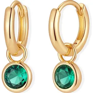 BROOK & YORK Matilda Birthstone Huggie Hoop Earrings Gold/may