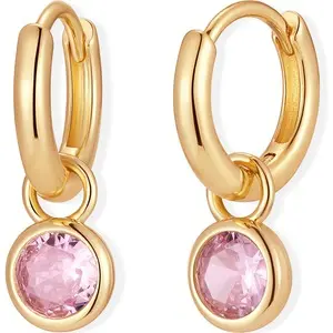 BROOK & YORK Matilda Birthstone Huggie Hoop Earrings Gold/oct