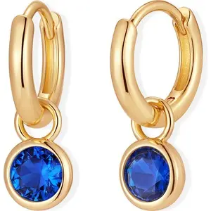 BROOK & YORK Matilda Birthstone Huggie Hoop Earrings - Gold/sept