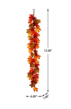 GLITZHOME Fall Lighted Maple Leaves Garland With Timer