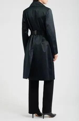 Via Spiga Double Breasted Satin Trench Coat