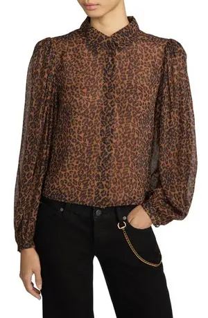 FRAME The Prairie Silk Shirt - Light Leopard Multi