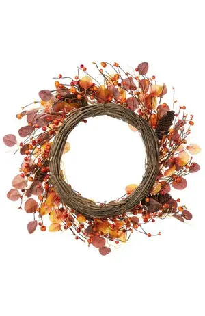GLITZHOME 22"d Fall Eucalyptus Berry Wreath