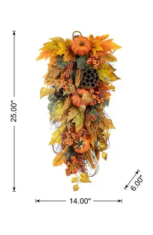 GLITZHOME 25"h Fall Pumpkin Leaf Teardrop