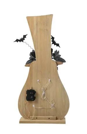 GLITZHOME Halloween Lighted Wooden Jack-o-lantern Porch Decor With Floral & Timer