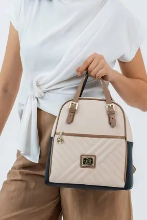 CAVALINHO Quilted Leather And Canvas Backpack
