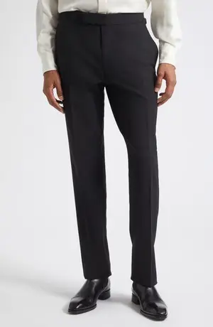 TOM FORD Shelton Slim Fit Stretch Wool Trousers - Black