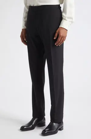 TOM FORD Shelton Slim Fit Stretch Wool Trousers - Black