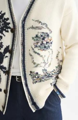 Scotch & Soda Intarsia Cotton Blend Cardigan