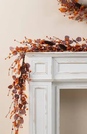 GLITZHOME 72"l Fall Eucalyptus Berry Garland
