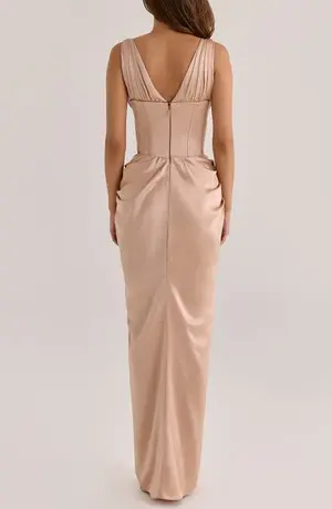 House Of Cb Angeline Satin Corset Gown