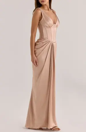 House Of Cb Angeline Satin Corset Gown