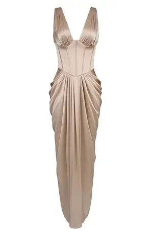 House Of Cb Angeline Satin Corset Gown