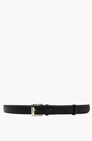CAVALINHO Classic Leather Belt With Rhinestone Buckle - Black