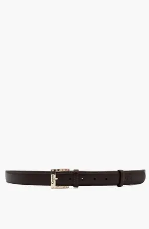 CAVALINHO Classic Leather Belt With Rhinestone Buckle - Brown