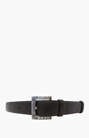 CAVALINHO Cavalinho Classic Leather Belt With Rhinestone Buckle Brown/silver