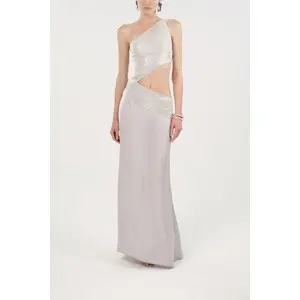 NOCTURNE One Shoulder Sequin Cutout Maxi Dress