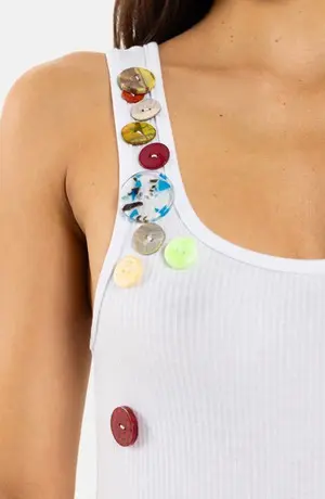 JADED LONDON Button Detail Rib Tank