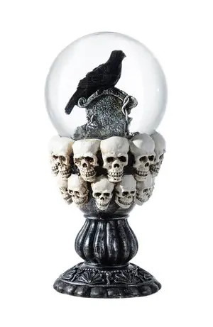 GLITZHOME 100mm Halloween Resin Stacked Skull Waterglobe