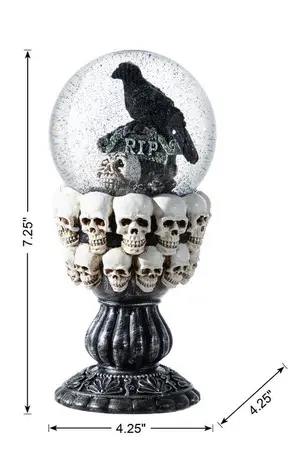 GLITZHOME 100mm Halloween Resin Stacked Skull Waterglobe
