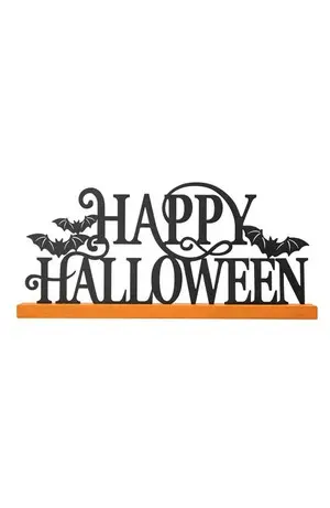 GLITZHOME Halloween Wood & Metal Happy Halloween Table Decor - Black