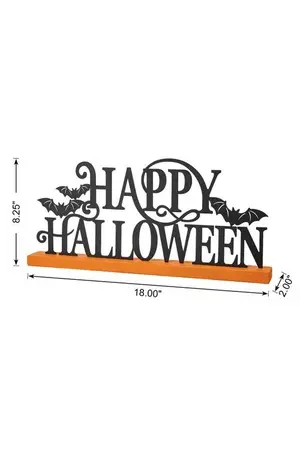 GLITZHOME Halloween Wood & Metal Happy Halloween Table Decor