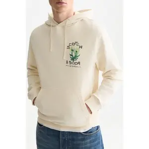 Scotch & Soda Graphic Cotton Hoodie - Eggnog