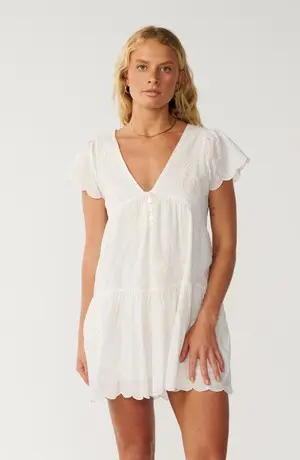 Rip Curl Bossa Nova Embroidered Cotton Mini Dress