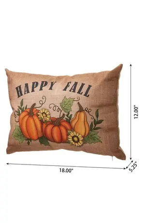 GLITZHOME 18"l Faux Burlap Fall Pumpkin Pillow