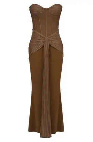 House Of Cb Charlotte Strapless Chiffon Corset Gown