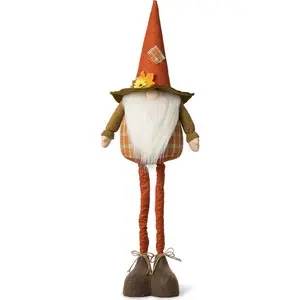GLITZHOME Telescoped Fabric Fall Gnome Standing Decor - Orange