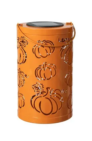 GLITZHOME Fall Metal Pumpkin Solar Powered Led Lantern