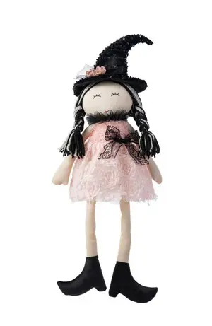 GLITZHOME Halloween Fabric Dressed Witch Or Pumpkin Sitter - Pink