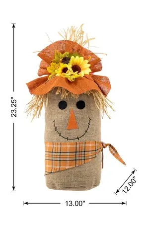 GLITZHOME Fall Linen Scarecrow Doorstop Porch Decor