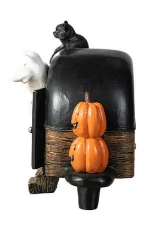 GLITZHOME Halloween Polyresin Lighted Camper With Ghost Cat Table Decor