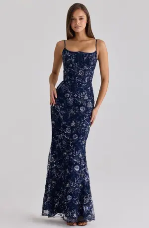 House Of Cb Naima Hand Beaded Gown
