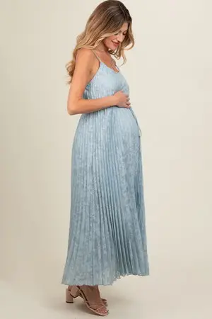 PINKBLUSH Floral Pleated Maxi Dress