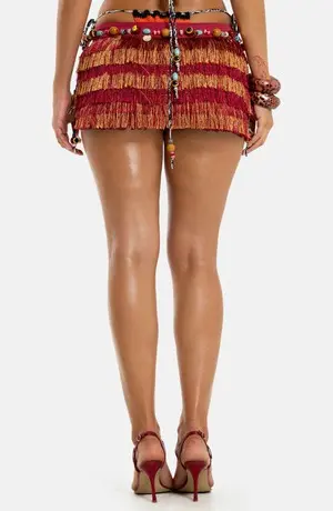 JADED LONDON Beaded Fringed Micro Miniskirt