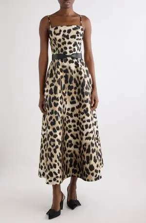 Givenchy Sliced Leopard Jacquard Volume Dress