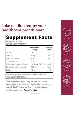 BARIATRIC ADVANTAGE Calcium Citrate Chewy Bites 500 Mg Vitamin D3 Supplement 90 Count 90 Count