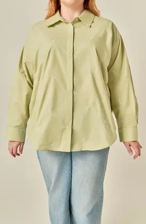 English Factory Bow-embroidered Cotton Shirt