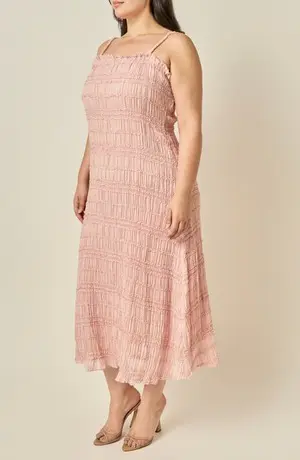 Endless Rose Shirred Ruffle Midi Dress
