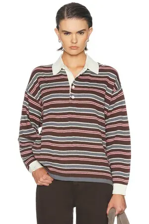 The Upside Wonder Knit Polo Top - Stripe