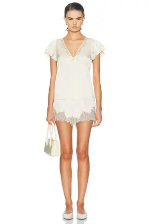 Citizens Of Humanity Lola Flutter Lace Sleeve Top - Cream
