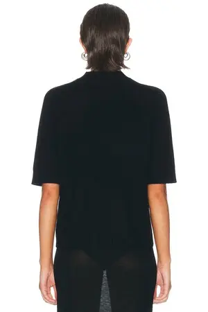 Loulou De Saison Ruth High-neck Short Saddle-sleeve Top - Black